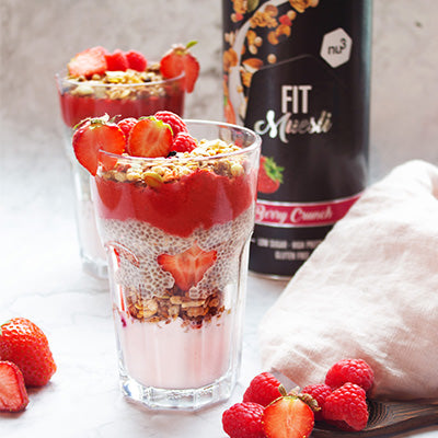 Recette de parfait aux fruits rouges en verrine, low carb & protéinée