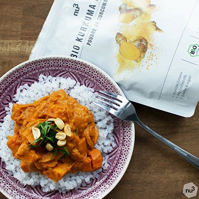 Mafé végétarien avec du riz de konjac & sauce cacahuète | nu3 Kitchen